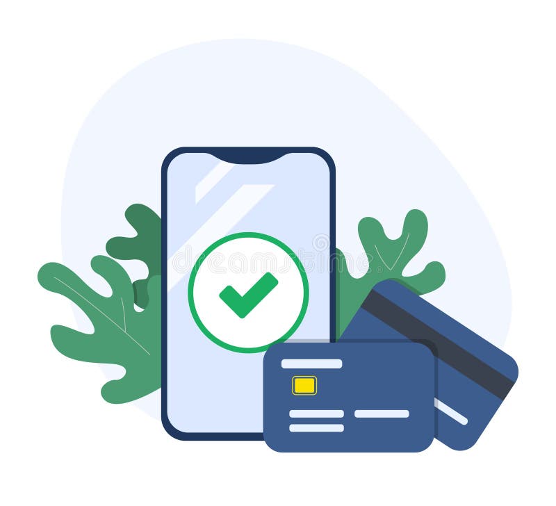 Success Payment with Smartphone with Check and Credit Card in a Flat ...