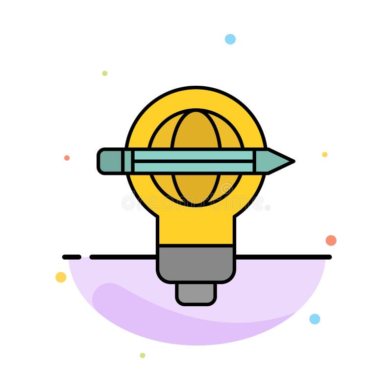 Success, Pen, Globe, Bulb, Light Abstract Flat Color Icon Template ...