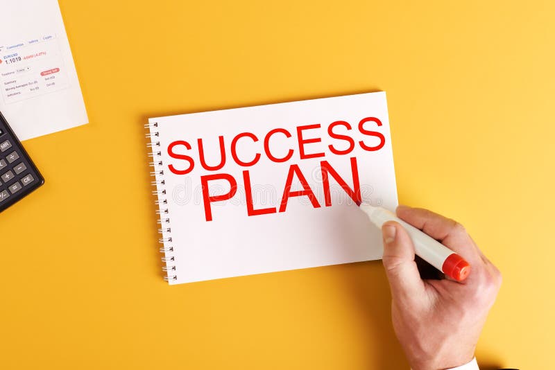 Success Plan Text on Notepad in Hands with Flowers and Calculator Stock ...