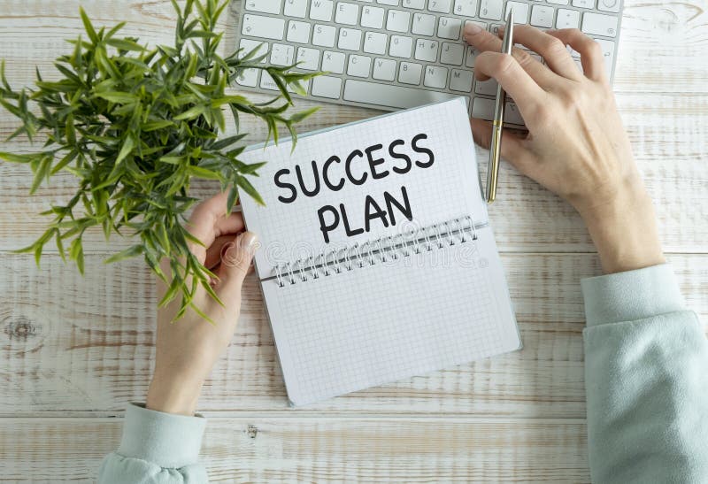 Success Plan Text on Notepad in Hands with Flowers and Calculator Stock ...
