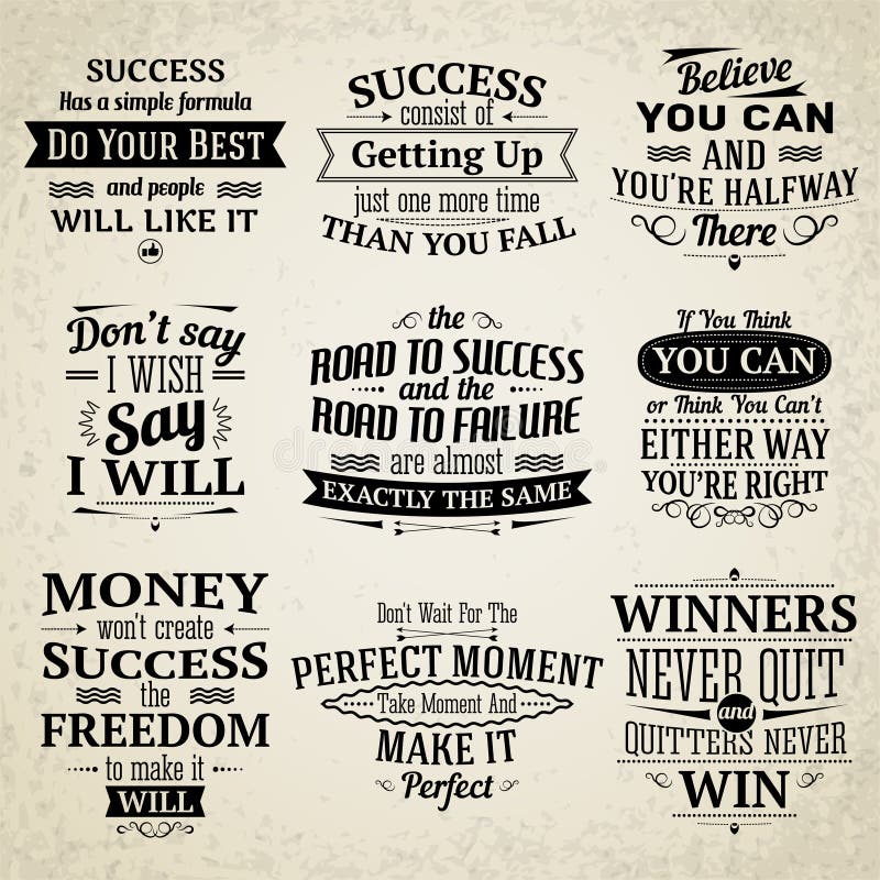 Success quotes set stock vector. Illustration of banner - 46929884