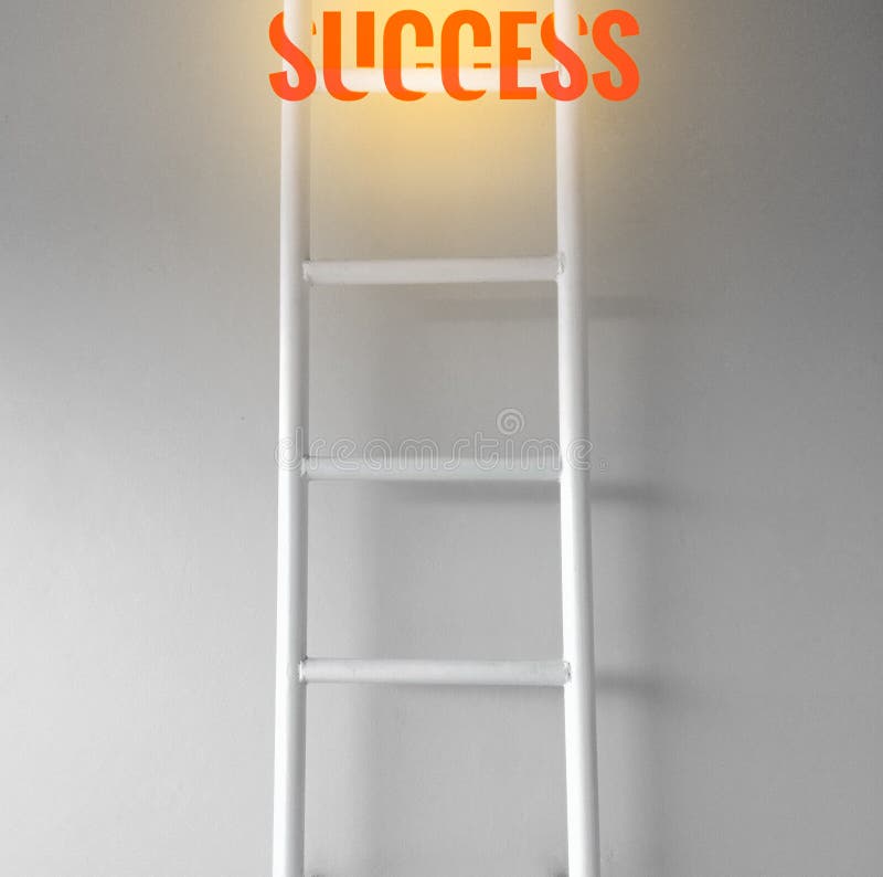 Success Red with Orange Light White Stairs Concept Goal Success Stock ...