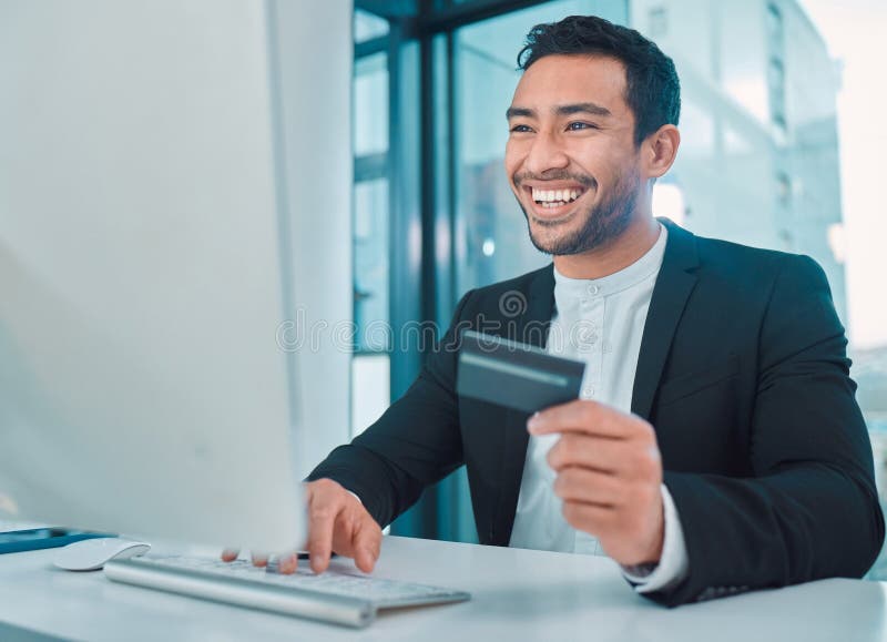Success is the Result of the Quality. a Businessman Using a Computer ...