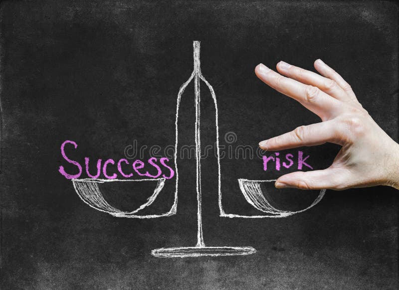 The Success and Risk at Different Scales-drawing with Chalk on T Stock ...