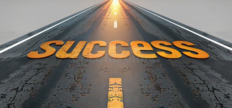 Success Road with Glowing Path, Journey To Success, Achievement and ...