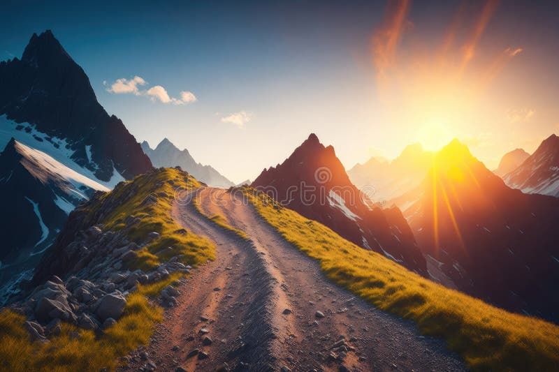 Success Route. Path To Top of Mountain. Business Strategy Path To ...