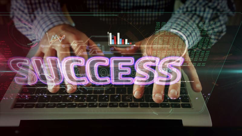 Success on Screen with Man Typing on the Computer Stock Video - Video ...