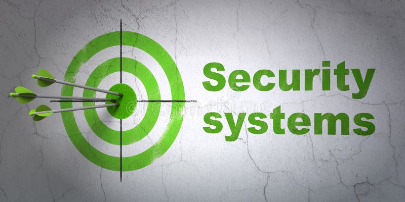Security Concept: Target and Security Systems on Wall Background Stock ...