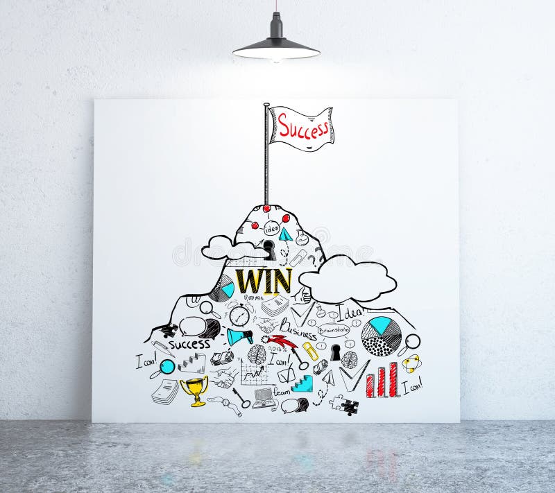 Success sketch with flag stock illustration. Illustration of flag ...