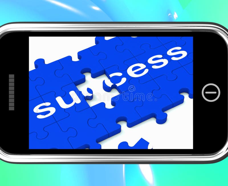 Success on Smartphone Shows Successful Solutions Stock Illustration ...