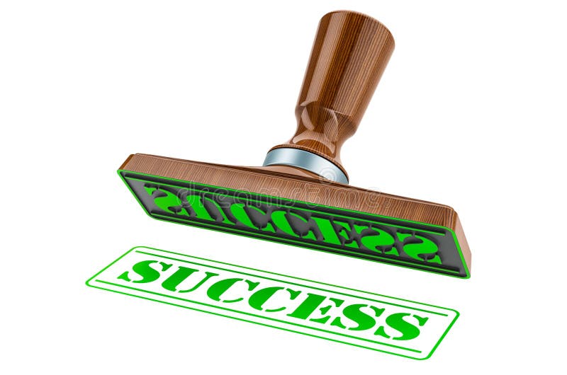 Success Stamp. Wooden Stamper, Seal with Text Success, 3D Rendering ...