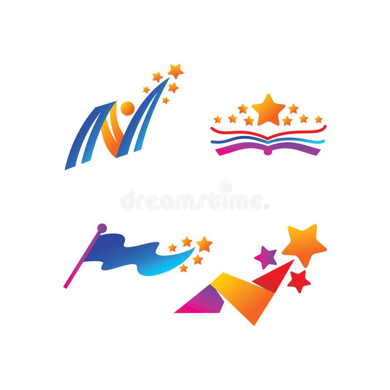 Success Star Logo Design Template Set Stock Vector - Illustration of ...