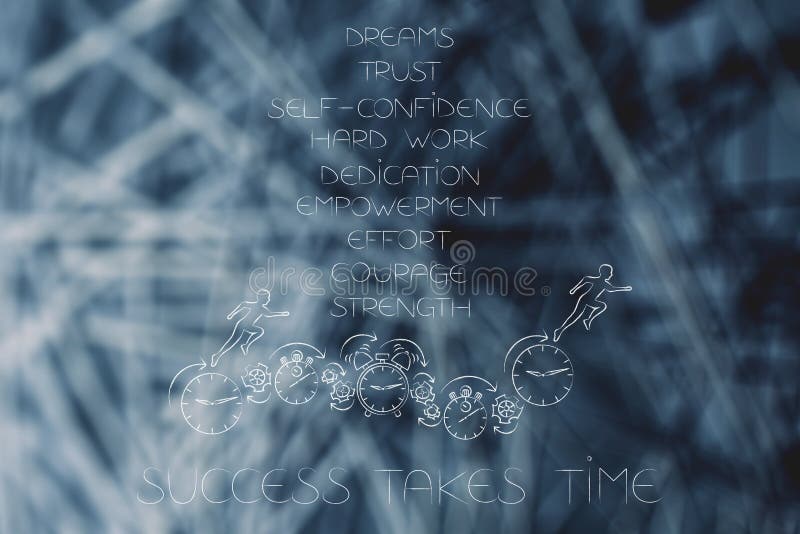 List of Elements Needed To Succeed and Man Running on Set of Clocks ...