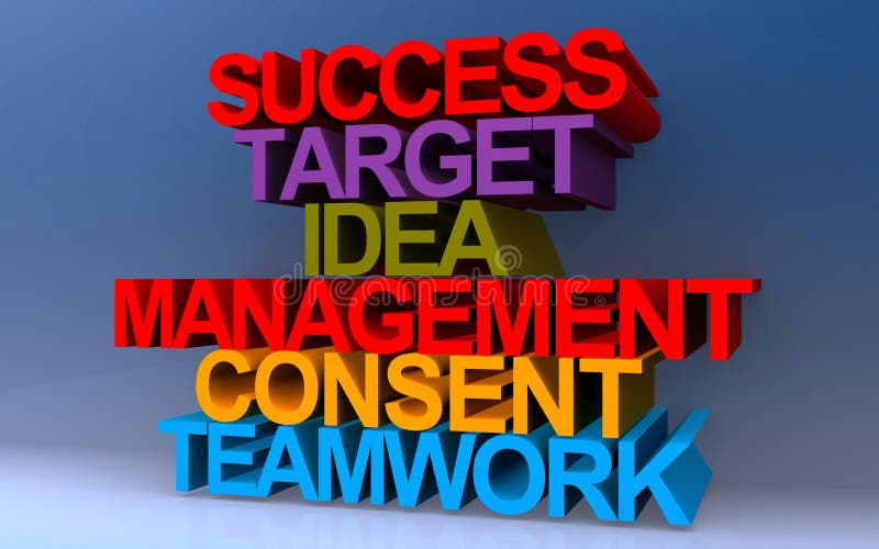Success Target Idea Management Consent Teamwork on Blue Stock ...