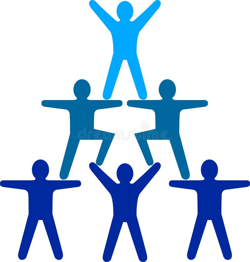 People Pyramid Group Teamwork Success on Blue Stock Vector ...