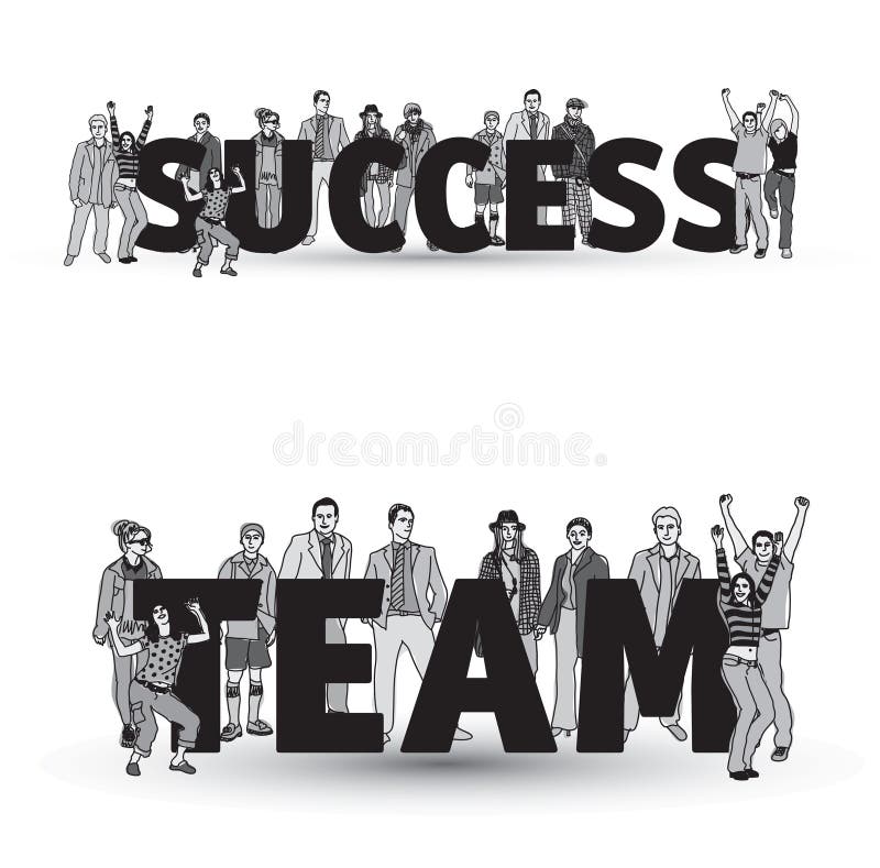 Success Team Group Business People Isolate Black and White. Stock ...