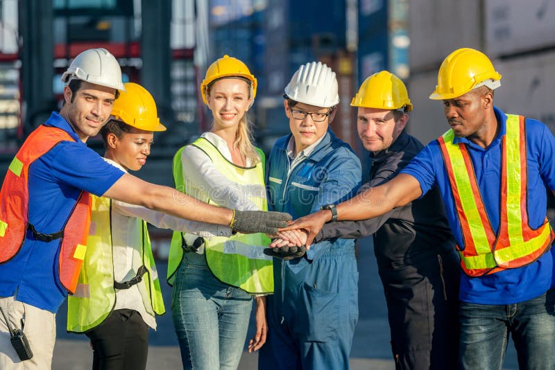 Success Teamwork Concept, Business People Engineer and Worker Team ...