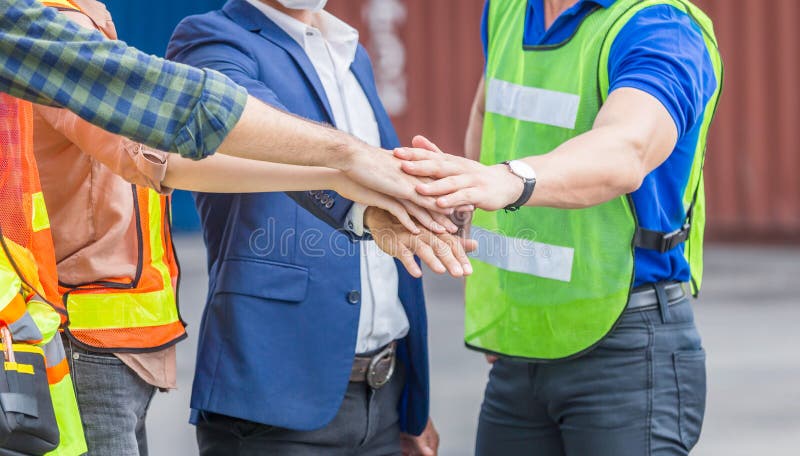 Success Teamwork Concept, Business People Engineer and Worker Team ...