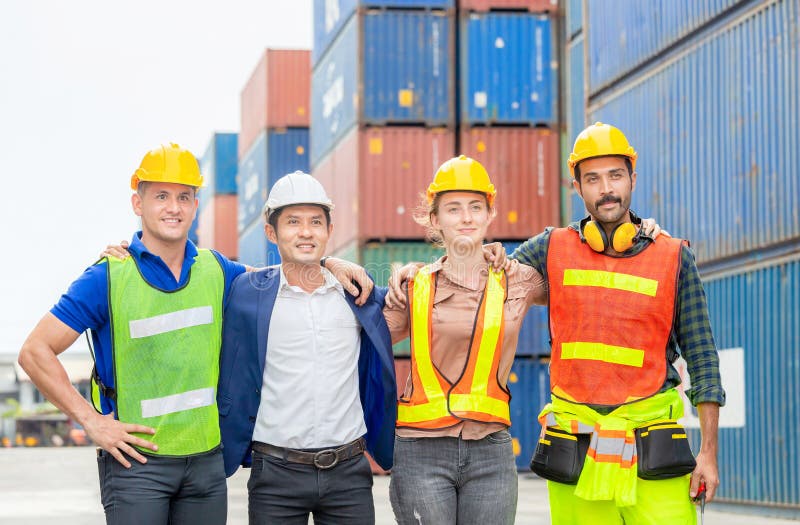 Success and Teamwork Concept, Happiness and Smiling Engineer and Worker ...