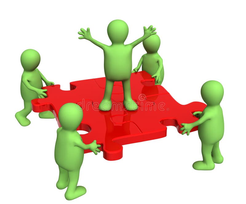 Teamwork of Five Persons Working Together To Reach a Goal Stock Vector ...