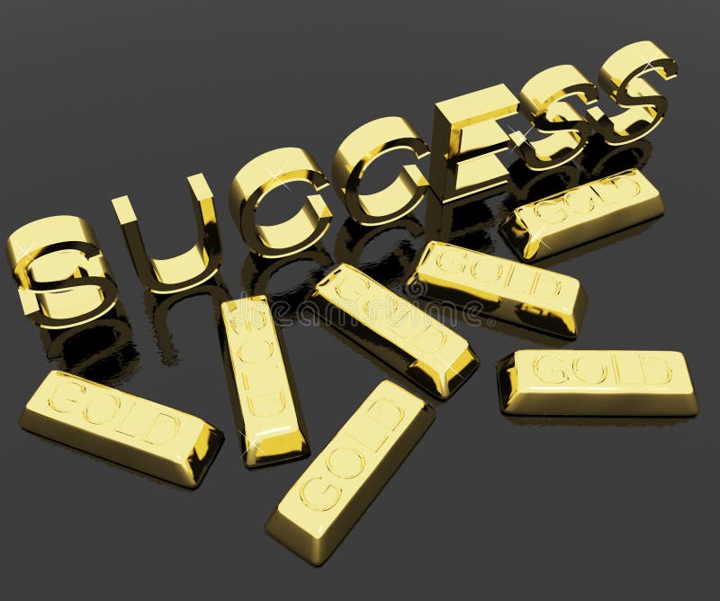 Success Text and Gold Bars As Symbol of Winning Stock Illustration ...