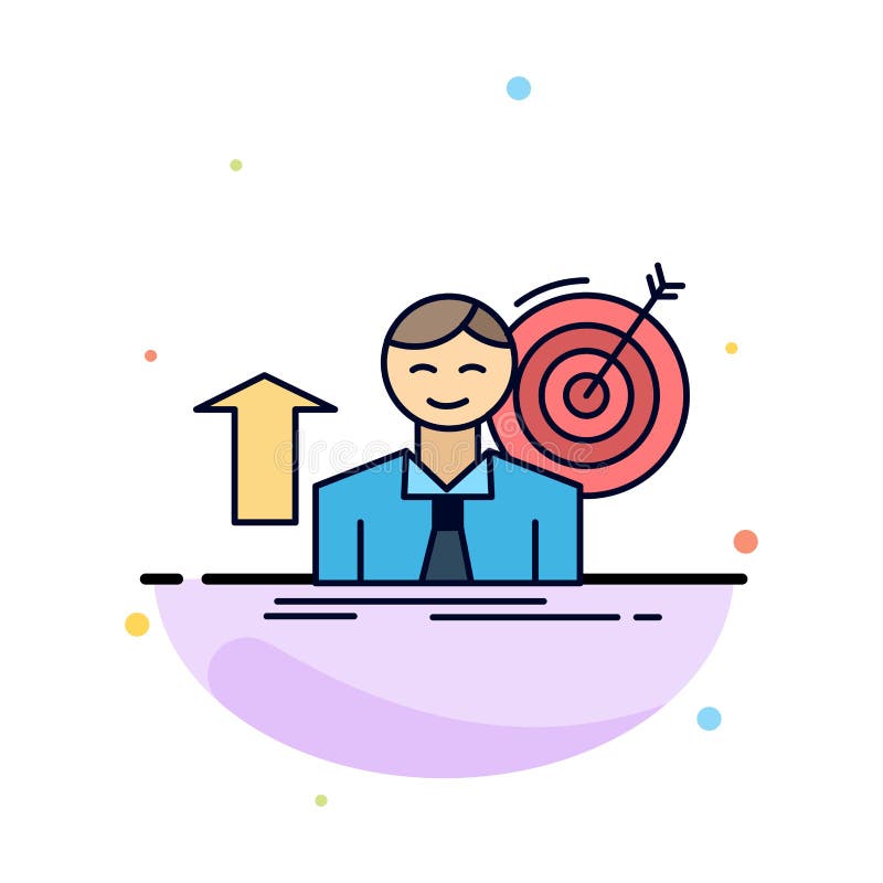 Success, User, Target, Achieve, Growth Flat Color Icon Vector Stock ...