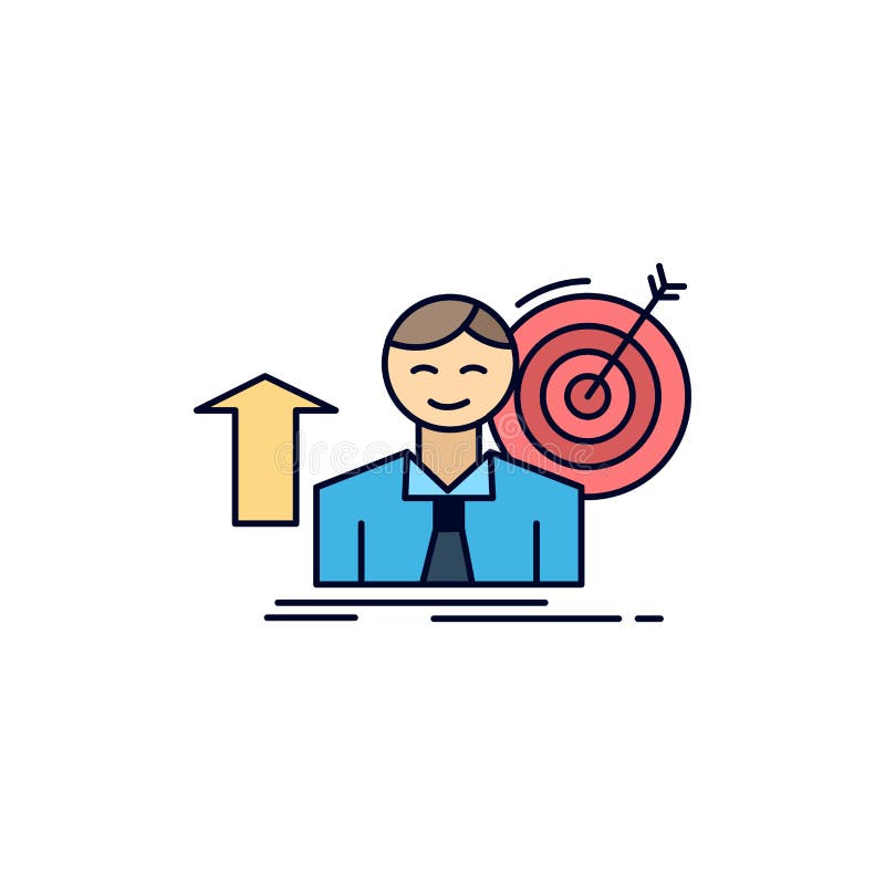 Success, User, Target, Achieve, Growth Flat Color Icon Vector Stock ...