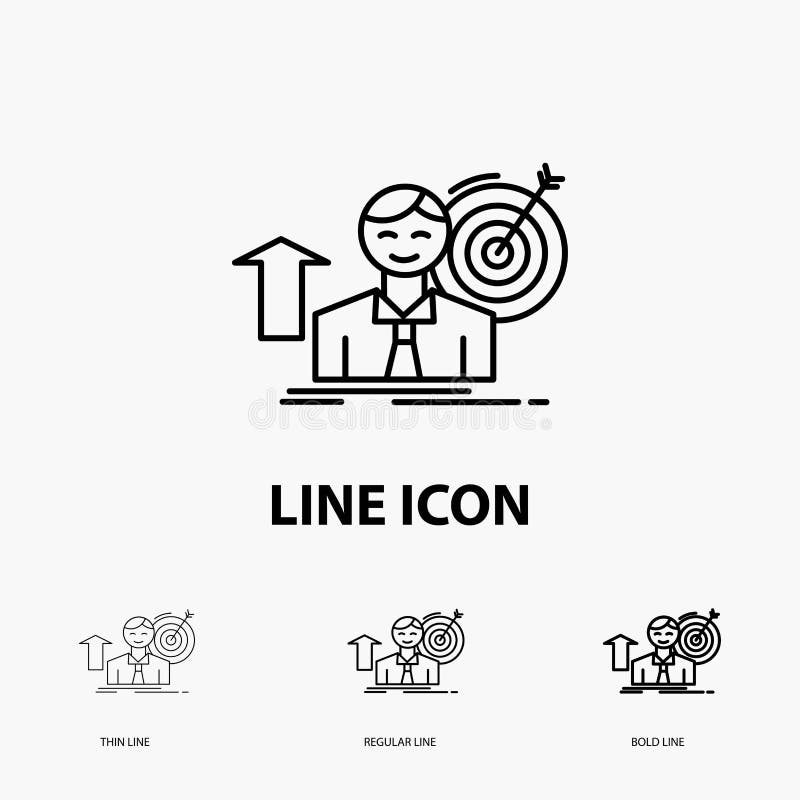 Success, User, Target, Achieve, Growth Icon in Thin, Regular and Bold ...