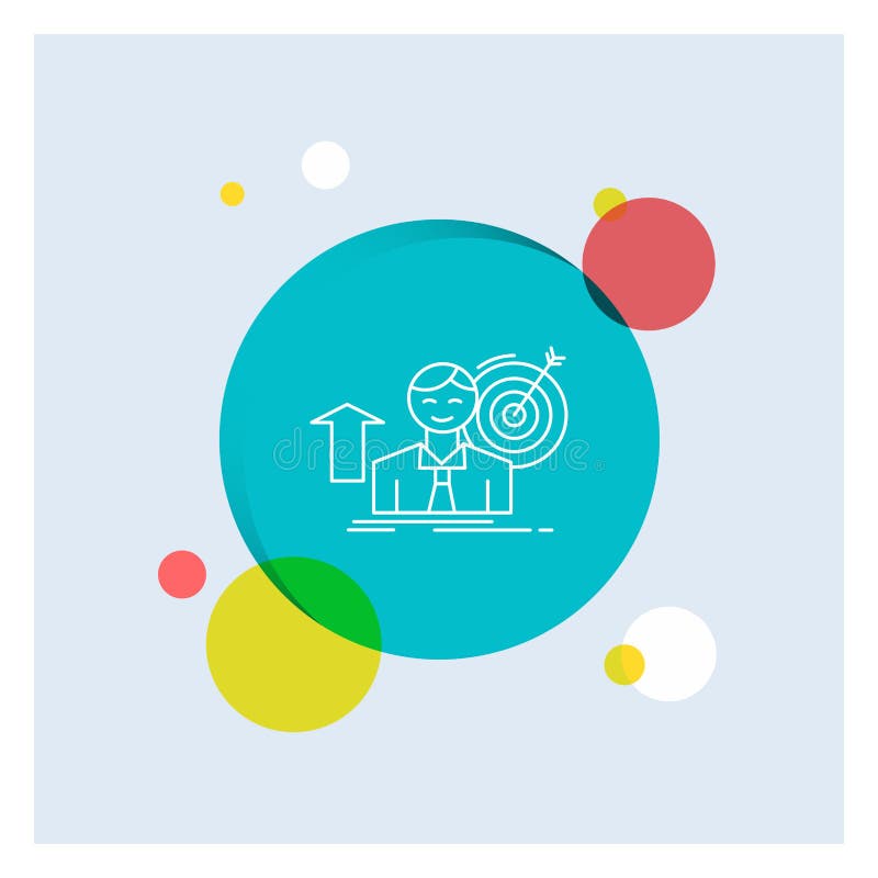 Success, User, Target, Achieve, Growth White Line Icon Colorful Circle ...