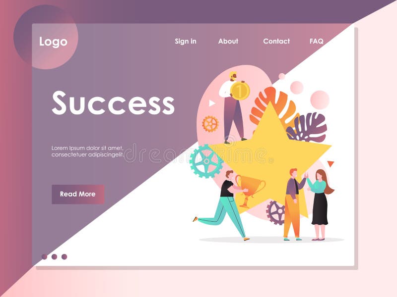 Success Vector Website Landing Page Design Template Stock Vector ...