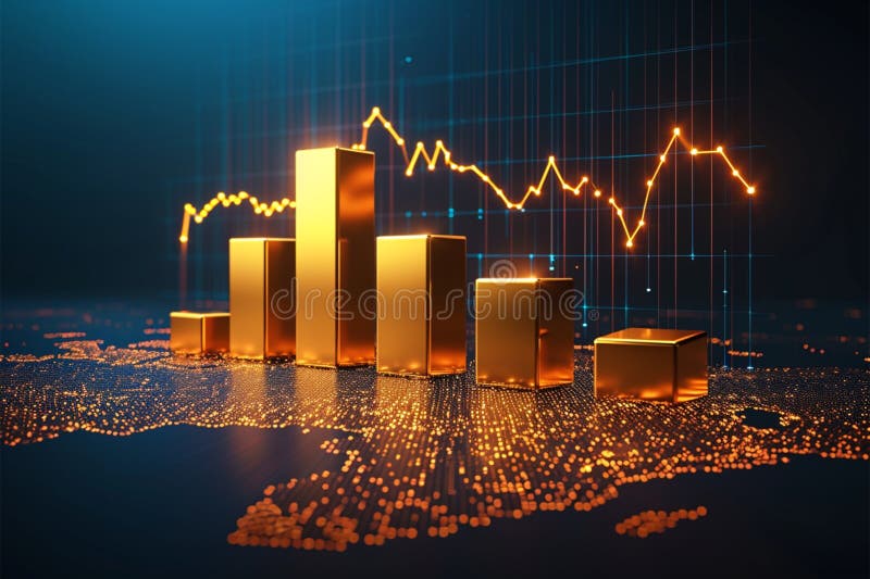 Success Visualization Business Growth Concept with Gold Market Chart ...