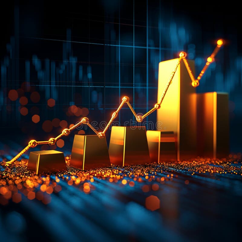Success Visualization Business Growth Concept with Gold Market Chart ...