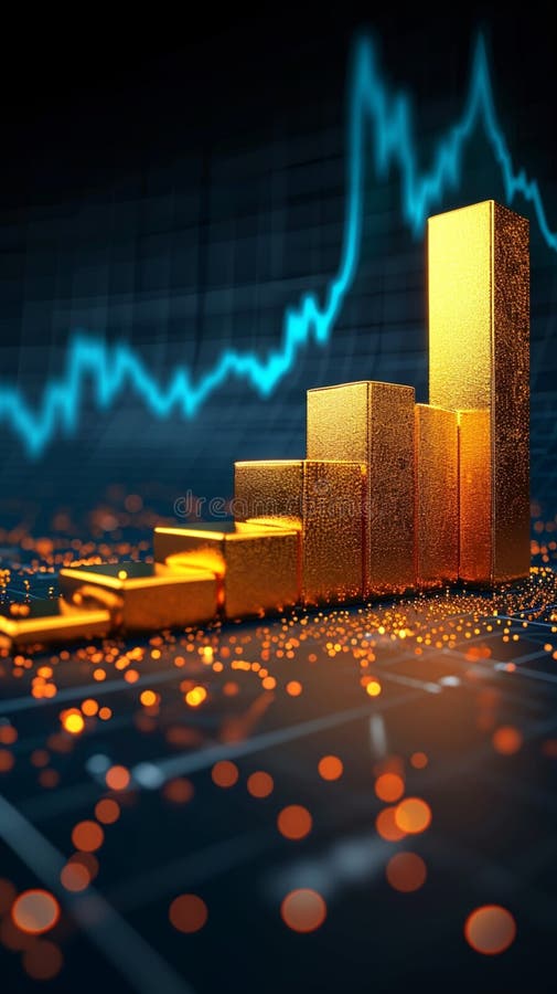 Success Visualization Business Growth Concept with Gold Market Chart ...