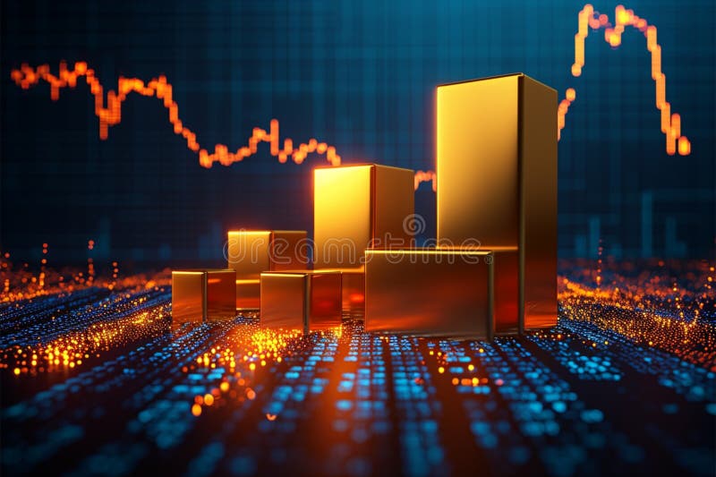 Success Visualization Business Growth Concept with Gold Market Chart ...