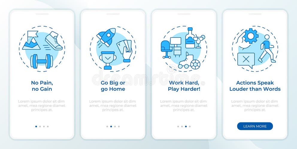 Success Wisdom Blue Onboarding Mobile App Screen Stock Vector - Illustration of guide, pain ...