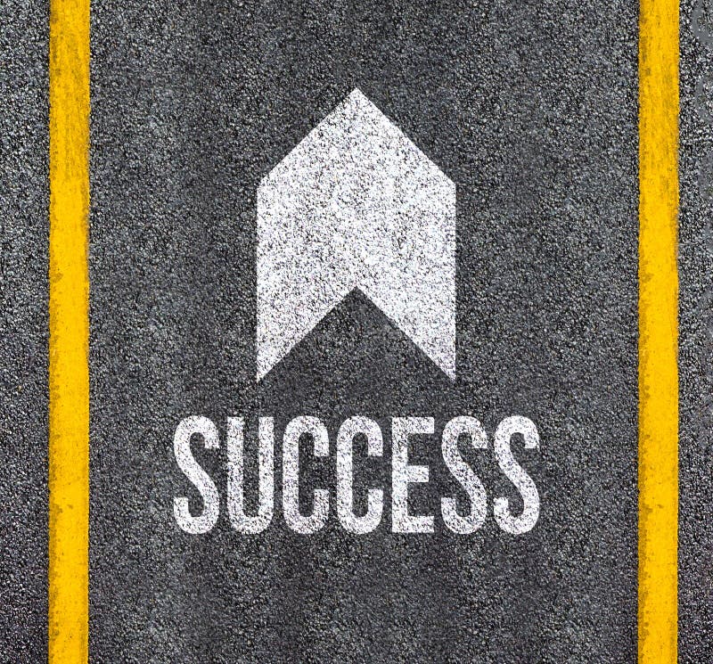 Success Word with Arrow on Asphalt Road Stock Illustration ...