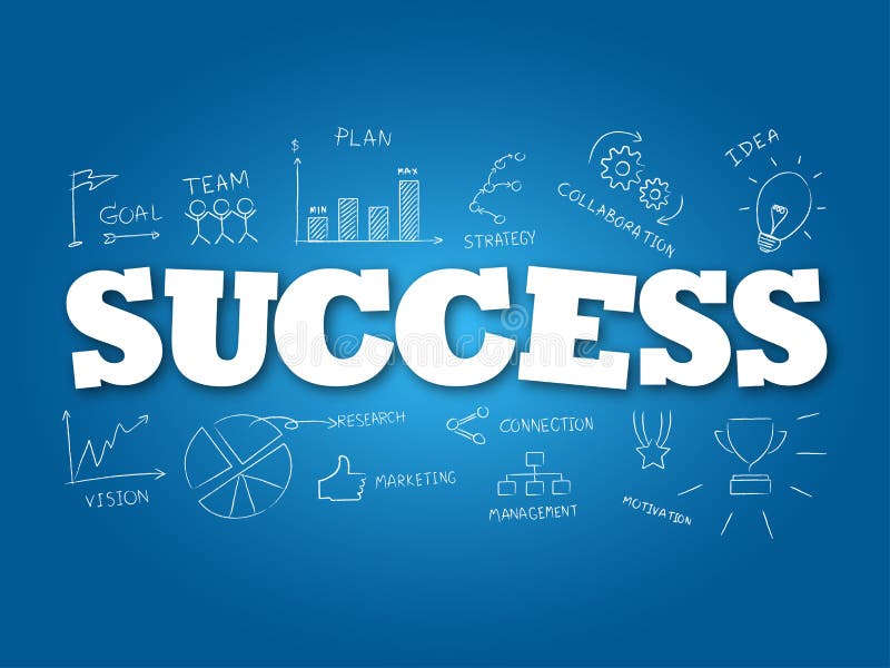 Success Word on Light Blue Background. Vector Illustration Stock Vector ...