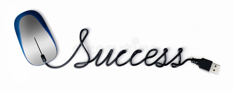 Success Written with a Wire of a Computer Mouse. 3d Illustration. Stock ...