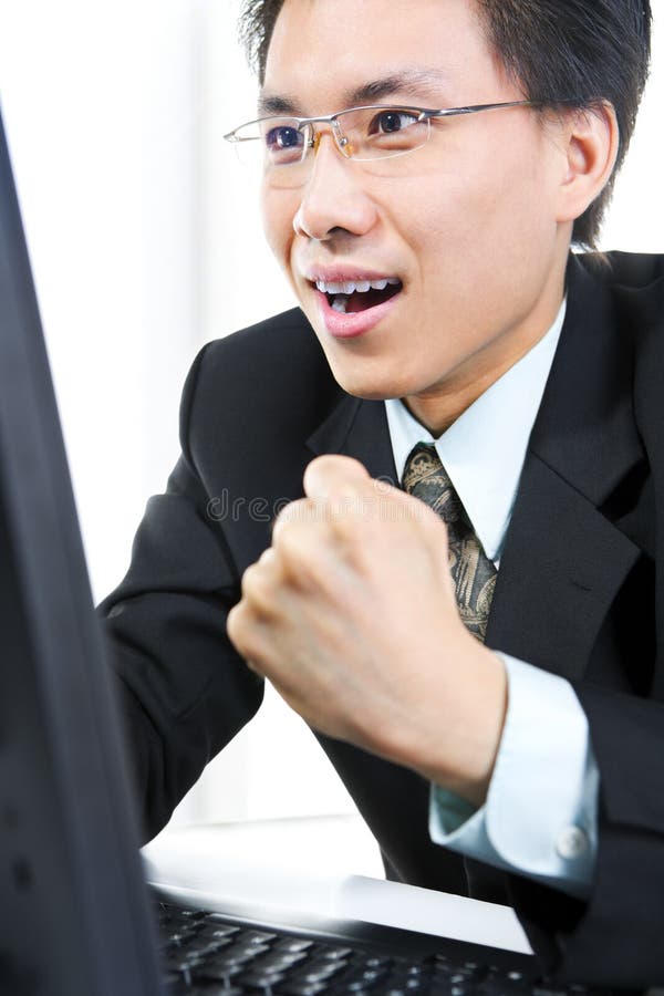 Success young businessman stock photo. Image of computer - 7607418