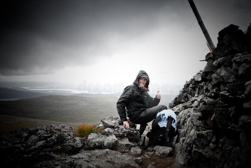 Successed To Climb the Mountain Stock Image - Image of people, hike ...