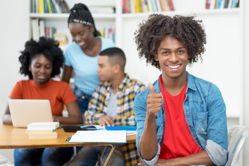 Successful African American Computer Science Student with Group of ...