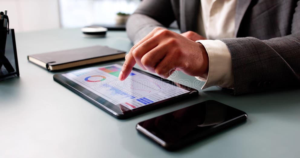 Successful African American Data Analyst Analyzing KPI Dashboard Stock ...