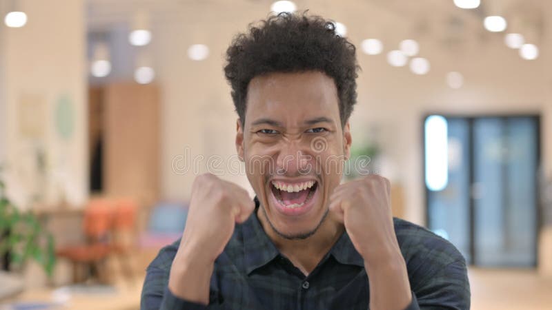 Successful African American Man Celebrating Stock Image - Image of ...