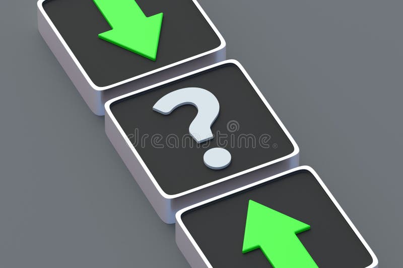 Successful Analysis. Question Mark and Arrows on Buttons. Alternative ...