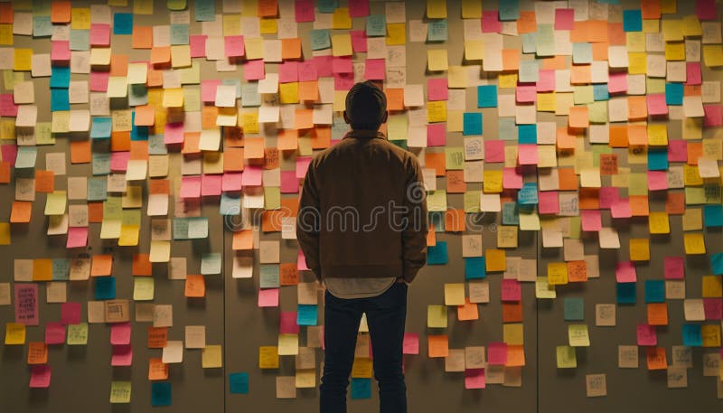 Successful Brainstorming Session with Multi Colored Adhesive Notes and ...