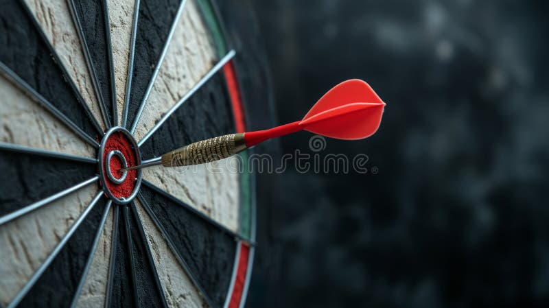 Successful Bullseye, Red Dart Hits Center Target with Precision and ...