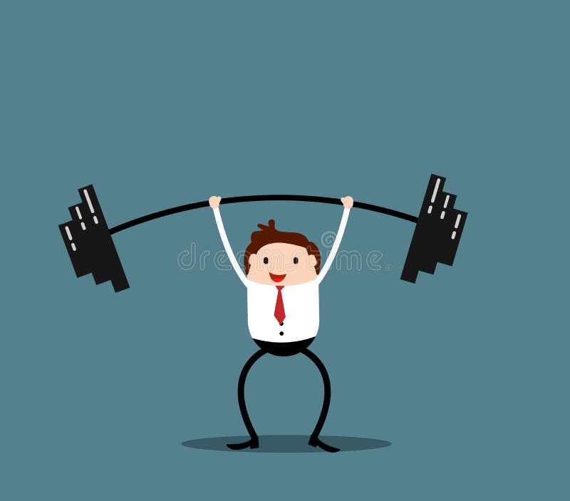 Successful Businessman Lifting Heavy Weight Stock Vector - Illustration ...
