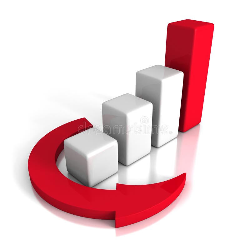 Successful Business Diagram Bar Chart with Arrow Stock Illustration ...