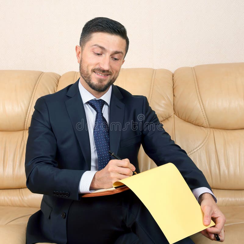 Successful Business Man with Business Documents Stock Image - Image of ...