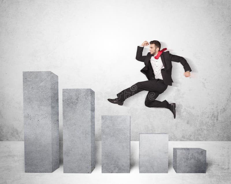 Successful Business Man Jumping Up on Gold Coin Money Stock Image ...